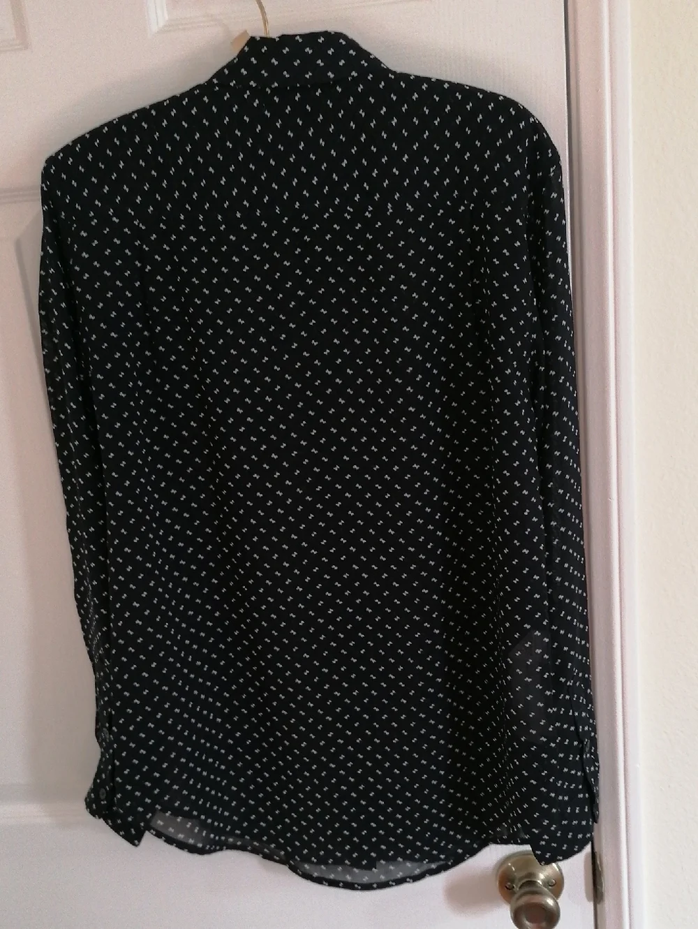 Mango | Tops | Mango Navy Long Sleeve Bowpattern Blouse Light And Airy ...